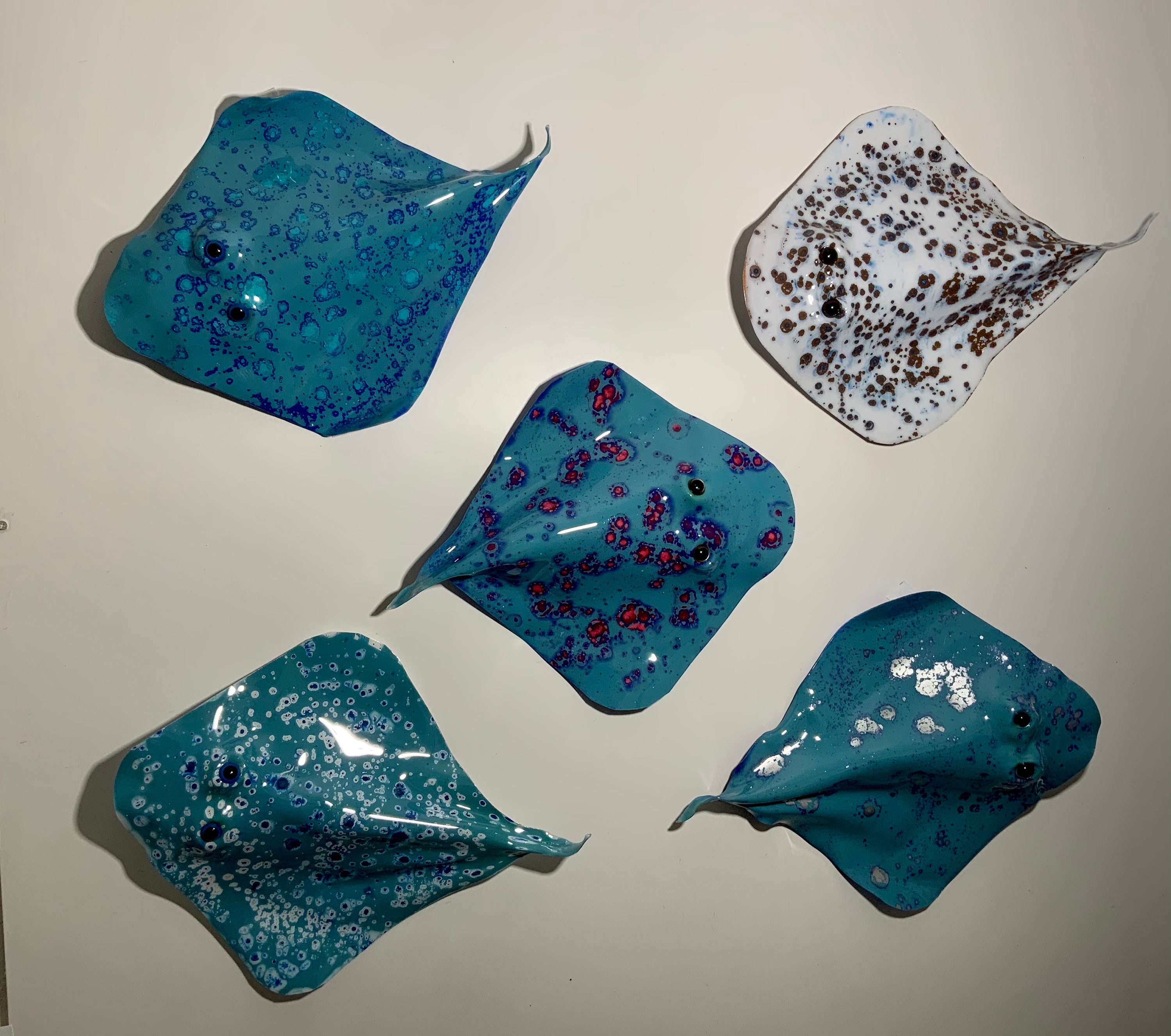 Large Stingray wall art 17 turquoise blue/pink handmade recycled ...