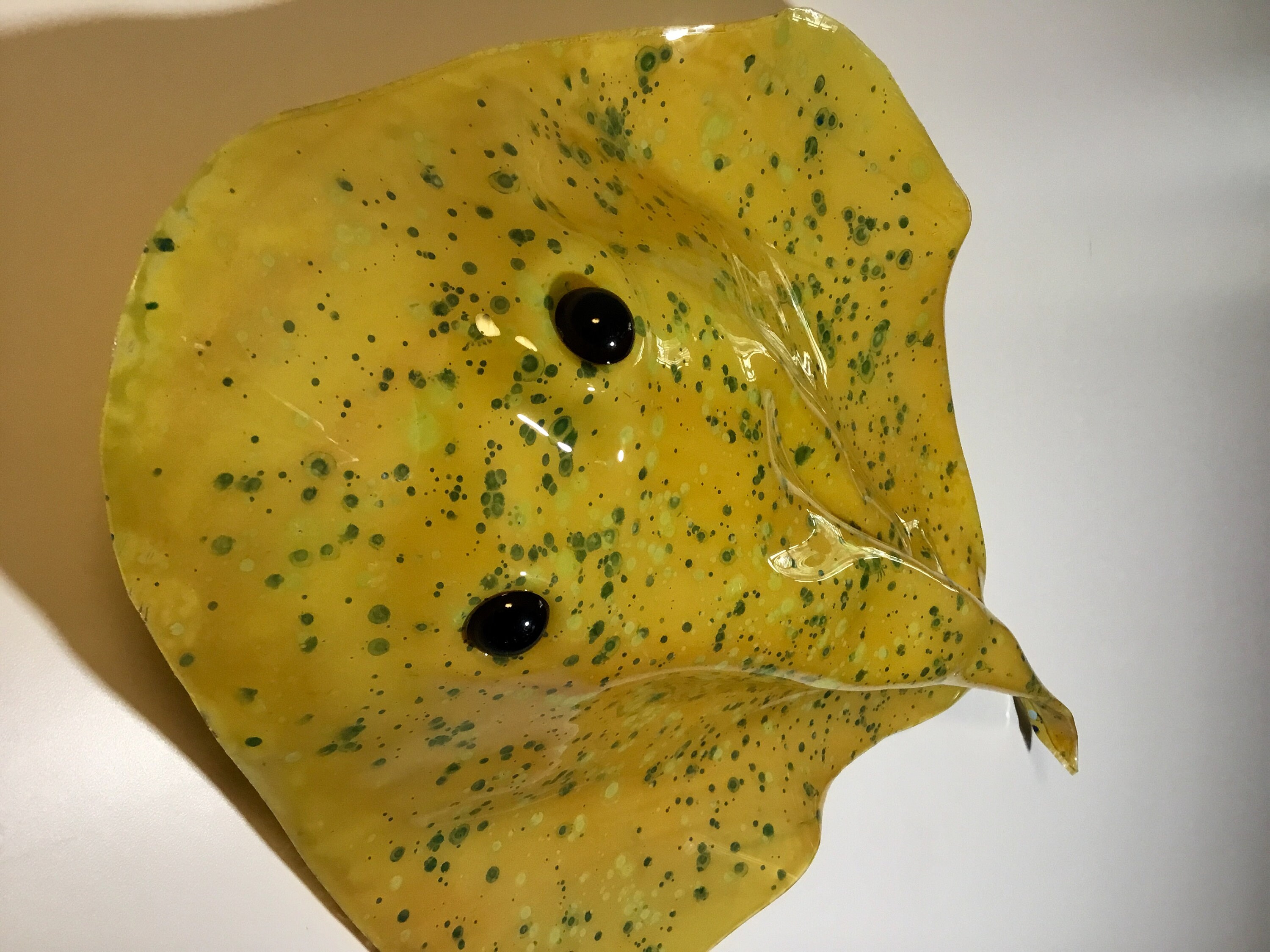 Yellow/green Stingray wall hanging 17x 14 made from eco-friendly ...
