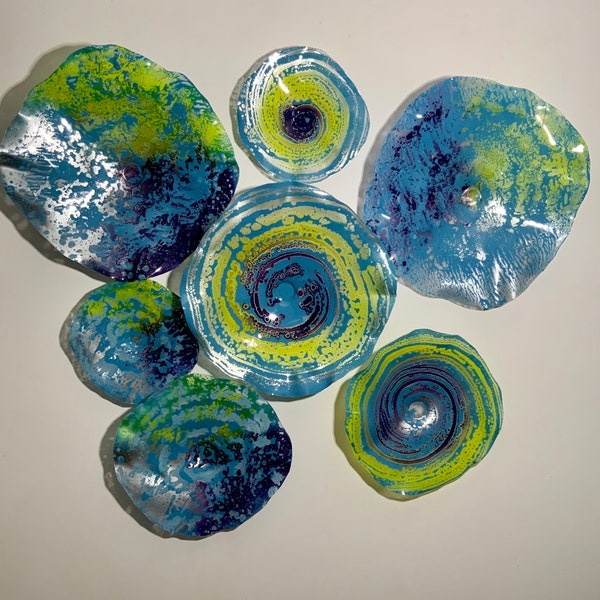 Aqua Glass Plates - Etsy