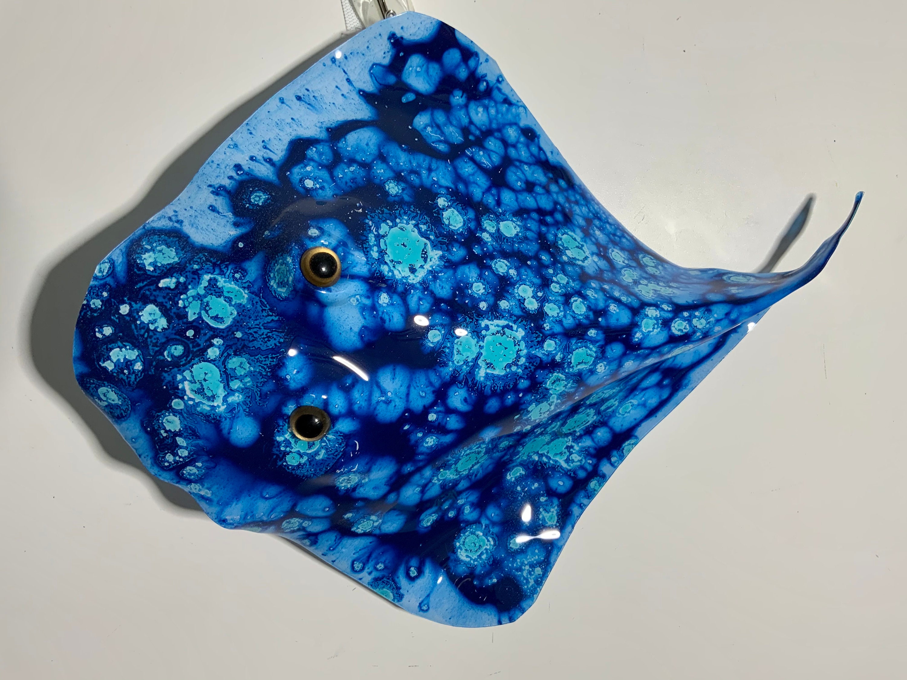 Stingray wall hanging navy blue/aqua handmade recycled plastic like ...