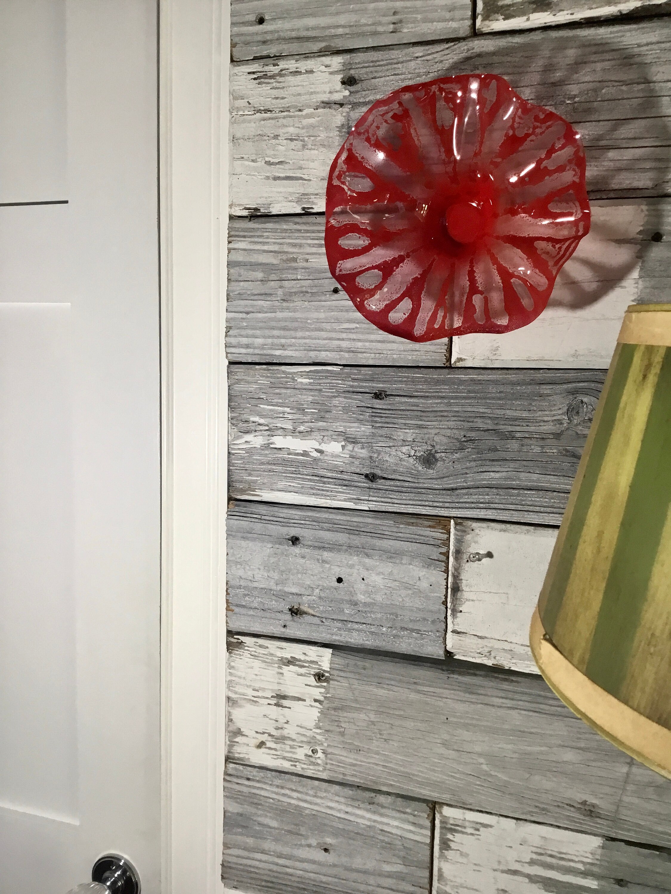 Ruby red wall flower 9” handmade translucent eco friendly plastic home ...