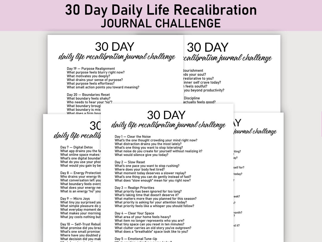30 Day Daily Life Recalibration Journal Challenge Printable, Challenge ...