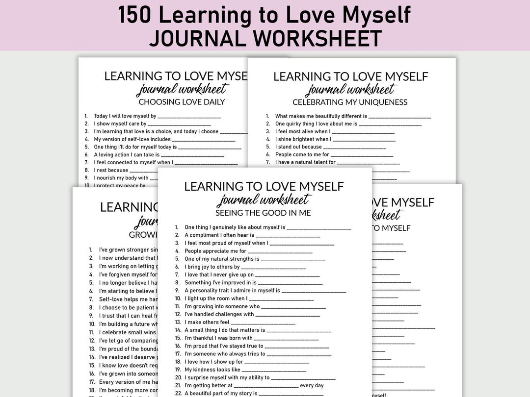 Learning to Love Myself Printable Worksheet, Journal Printable, Fill-in ...