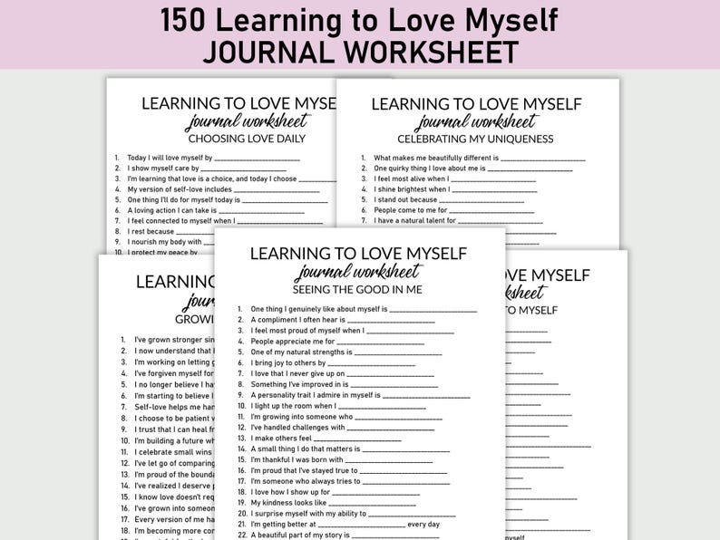 Learning to Love Myself Printable Worksheet, Journal Printable, Fill-in ...