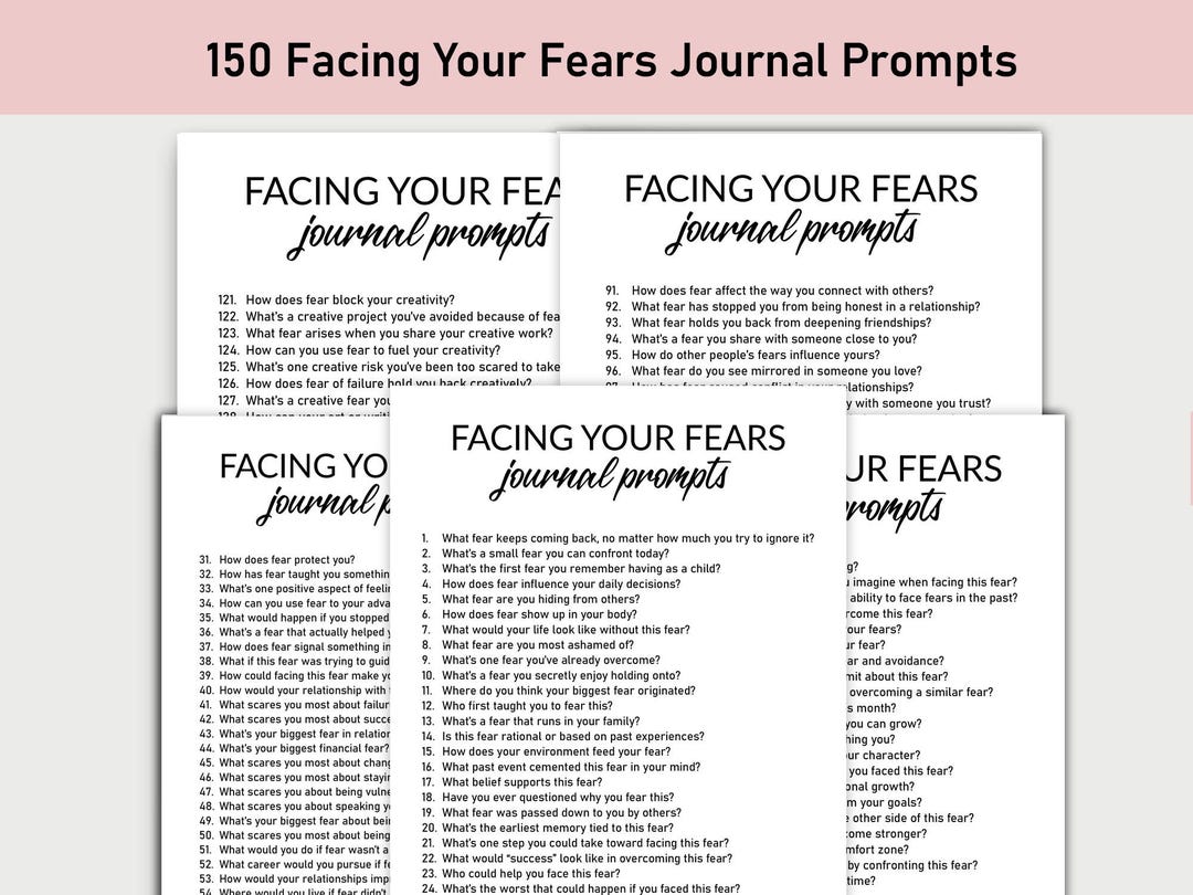 150 Facing Your Fears Journal Prompts , Printable, Journal, Minimalist ...