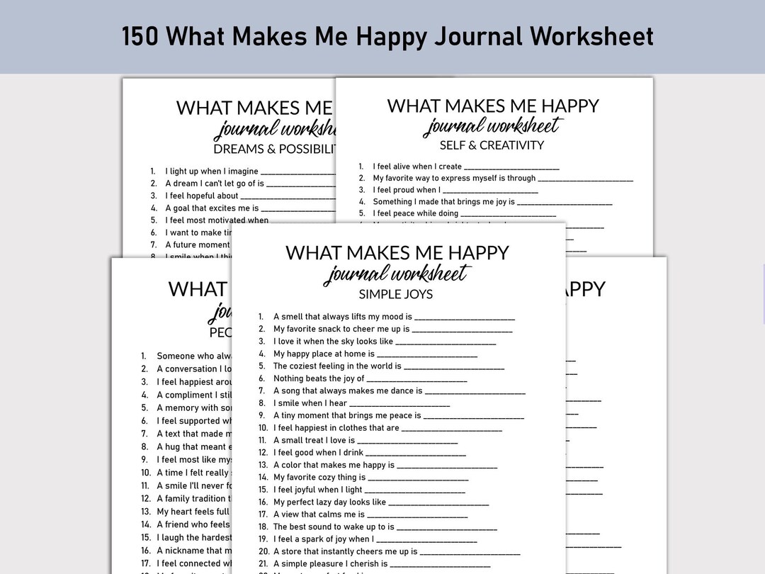 What Makes Me Happy Journal Worksheet, Journal Printable, Fill-in-the ...