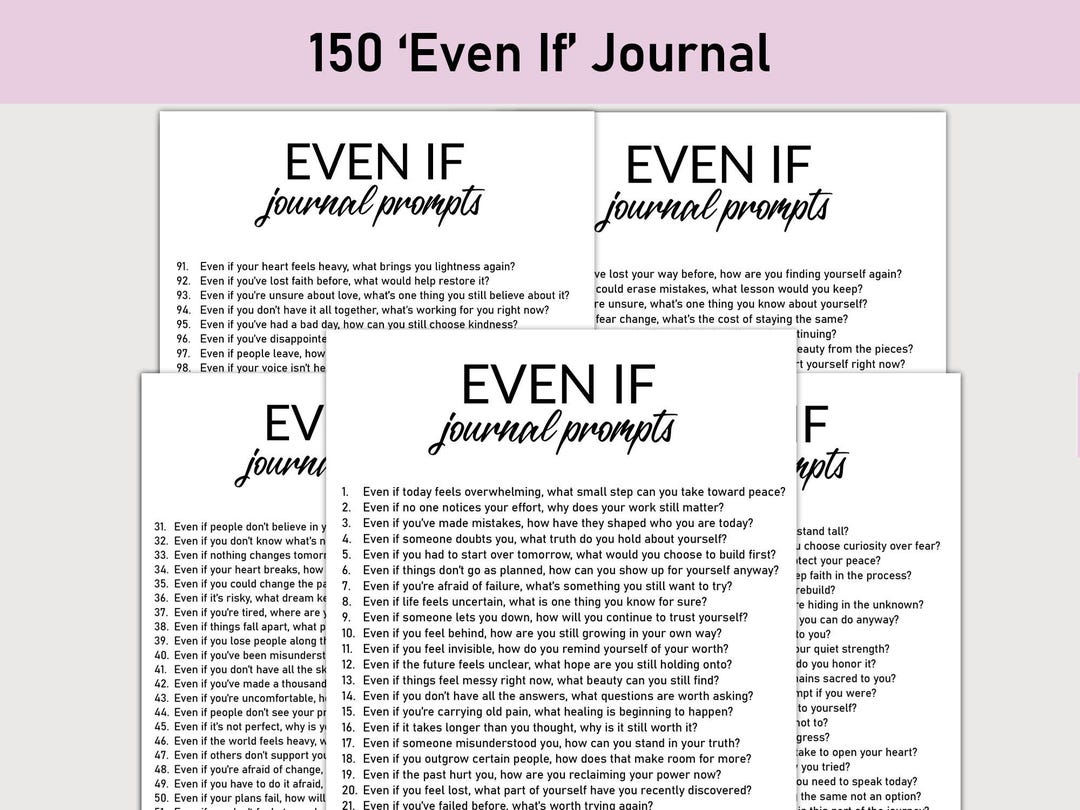 150 Even If Journal, Printable, Journal Prompts, Minimalist ...