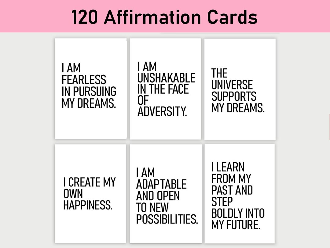 120 Affirmation Cards, Printable, Journal, Minimalist, Self Care ...