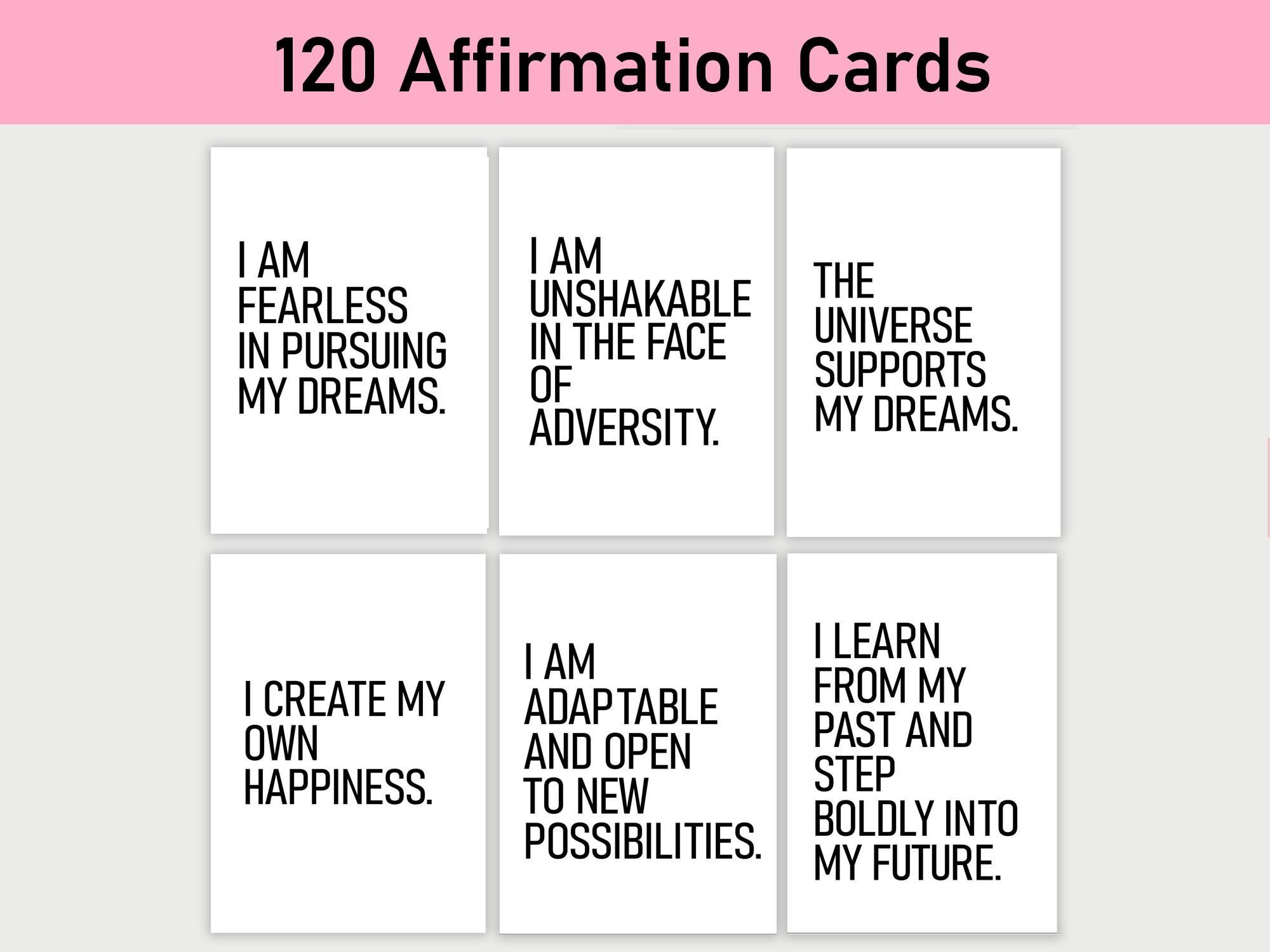 120 Affirmation Cards, Printable, Journal, Minimalist, Self Care ...