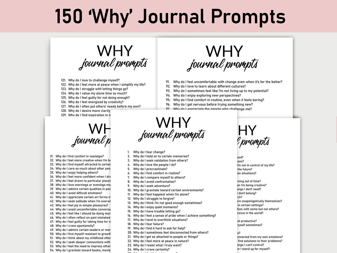150 Why Journal Prompts Bundle, Printable, Journal Prompts, Minimalist ...