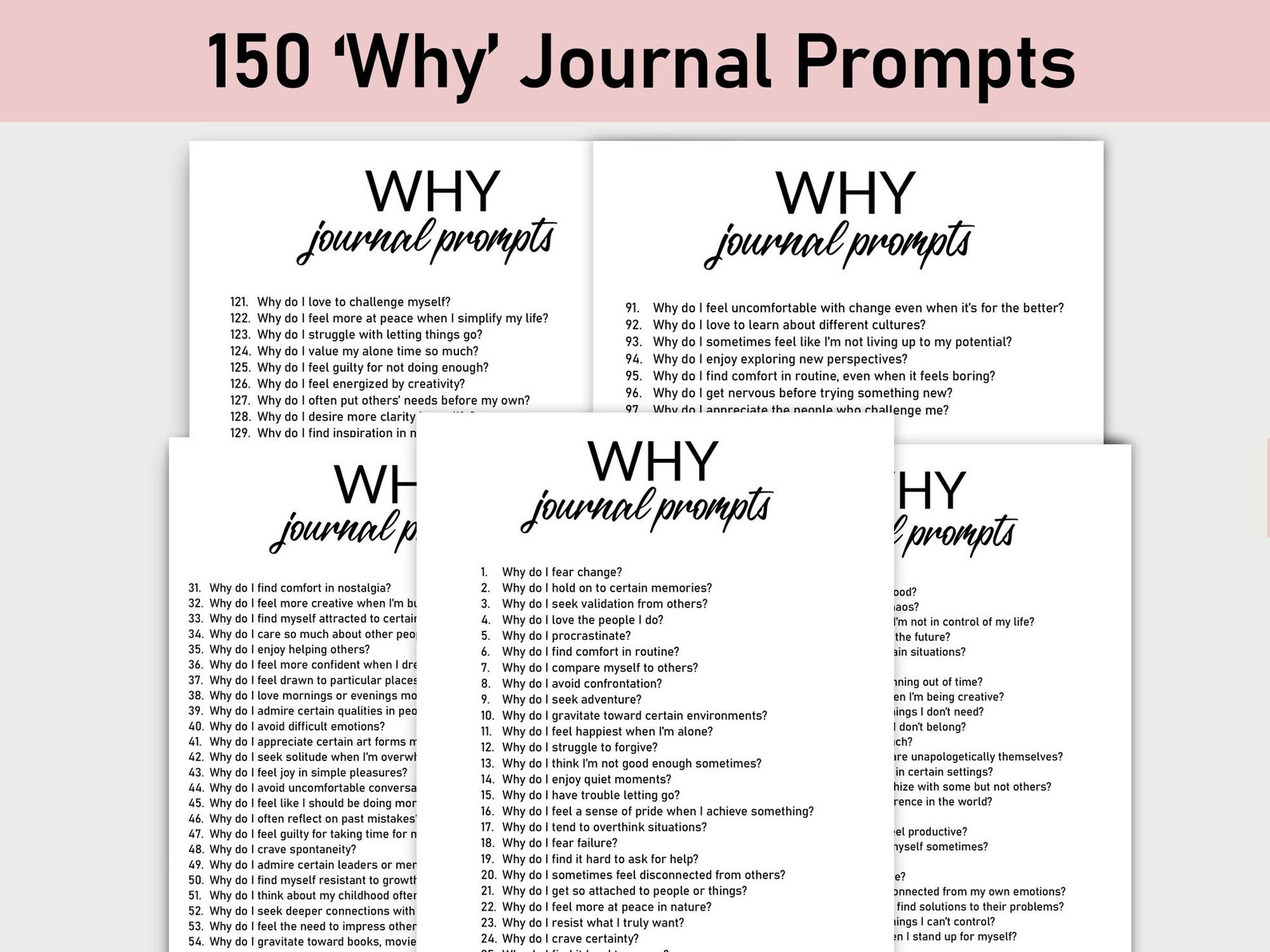 150 Why Journal Prompts Bundle, Printable, Journal Prompts, Minimalist ...