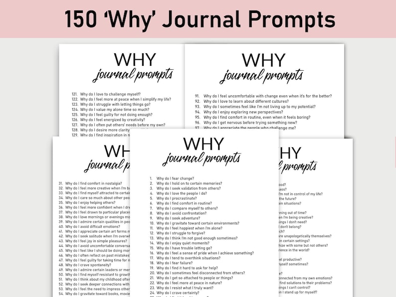 150 Why Journal Prompts Bundle, Printable, Journal Prompts, Minimalist ...