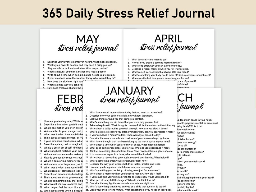 365 Daily Stress Relief Journal, Journal Printable, Reflections ...