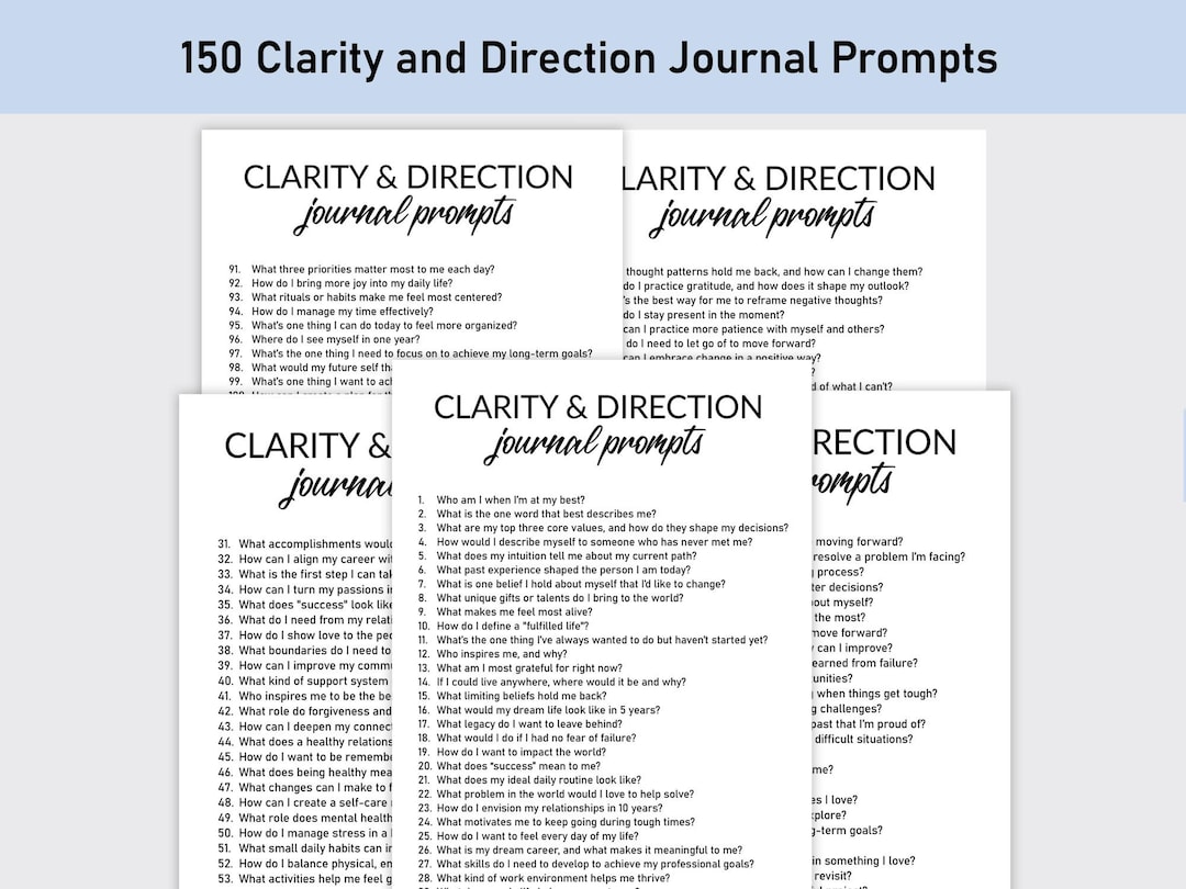 150 Clarity and Direction Journal Prompts, Printable, Journal ...