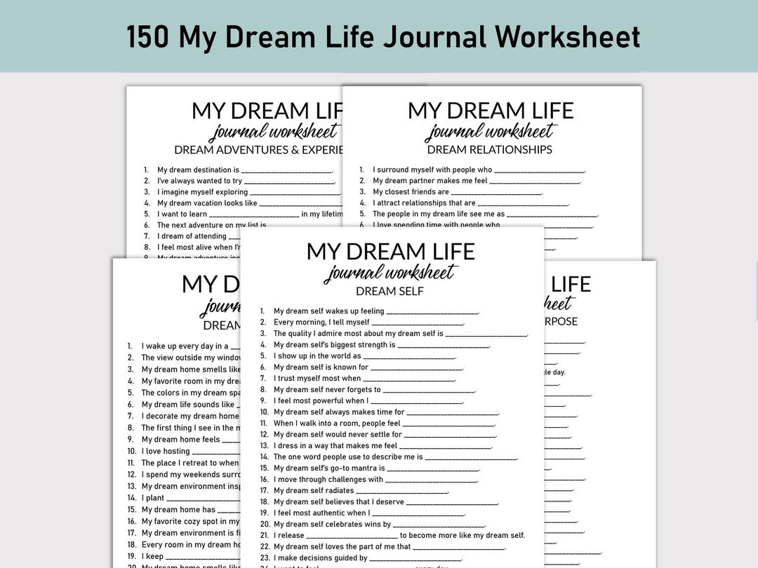 My Dream Life Printable Worksheet, Journal Printable, Fill-in-the-blank ...