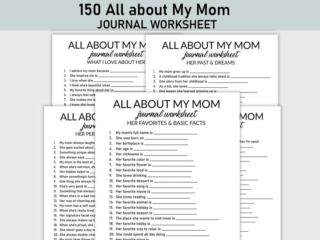 All About My Mom Printable Worksheet, Journal Printable, Fill-in-the ...