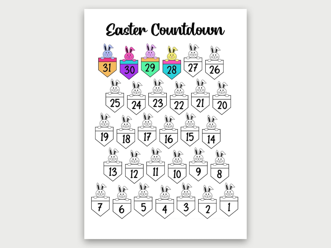 Easter Countdown, Instant Download Printable, March, Planner, Journal ...