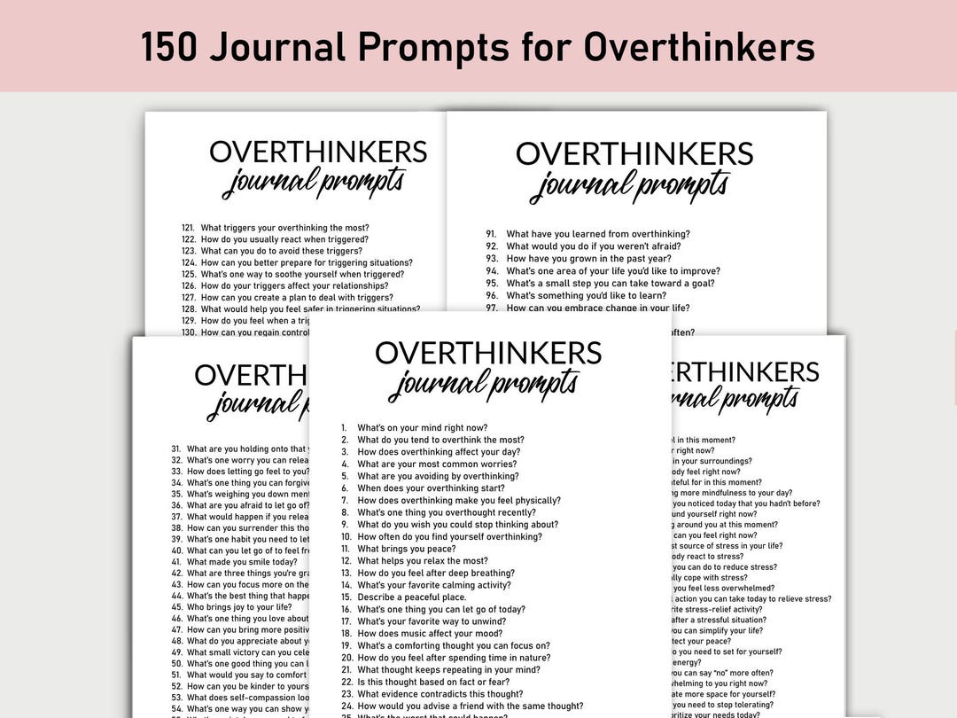 150 Journal Prompts for Overthinkers, Printable, Journal, Minimalist ...