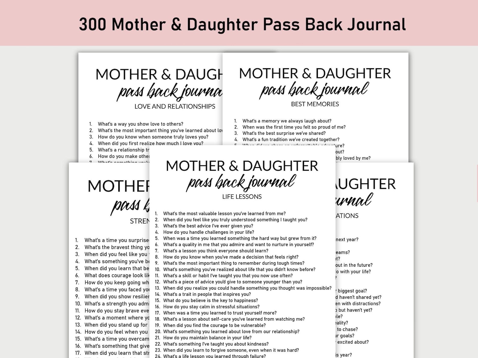 300 Mother and Daughter Pass Back Journal, Printable, Journal, Guided ...