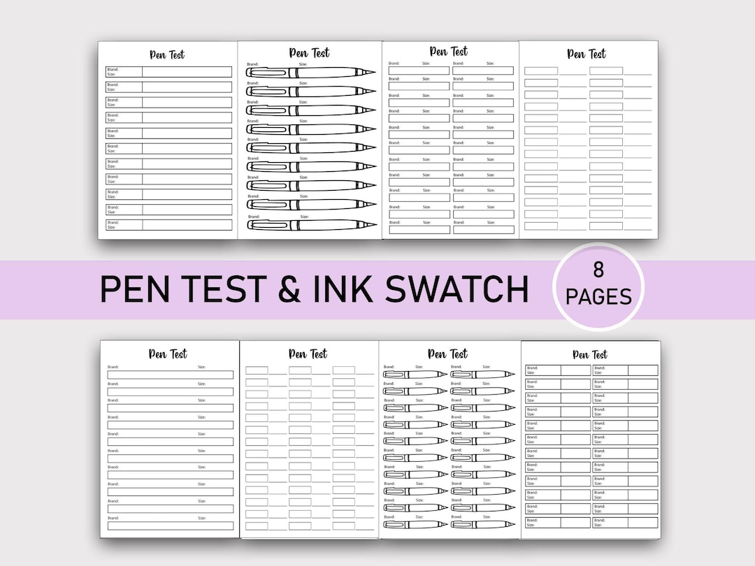 Pen Test Bundle, Printable, Blank Color Swatch, Journal, Ink Swatch ...
