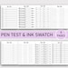 Pen Test Bundle, Printable, Blank Color Swatch, Journal, Ink Swatch ...