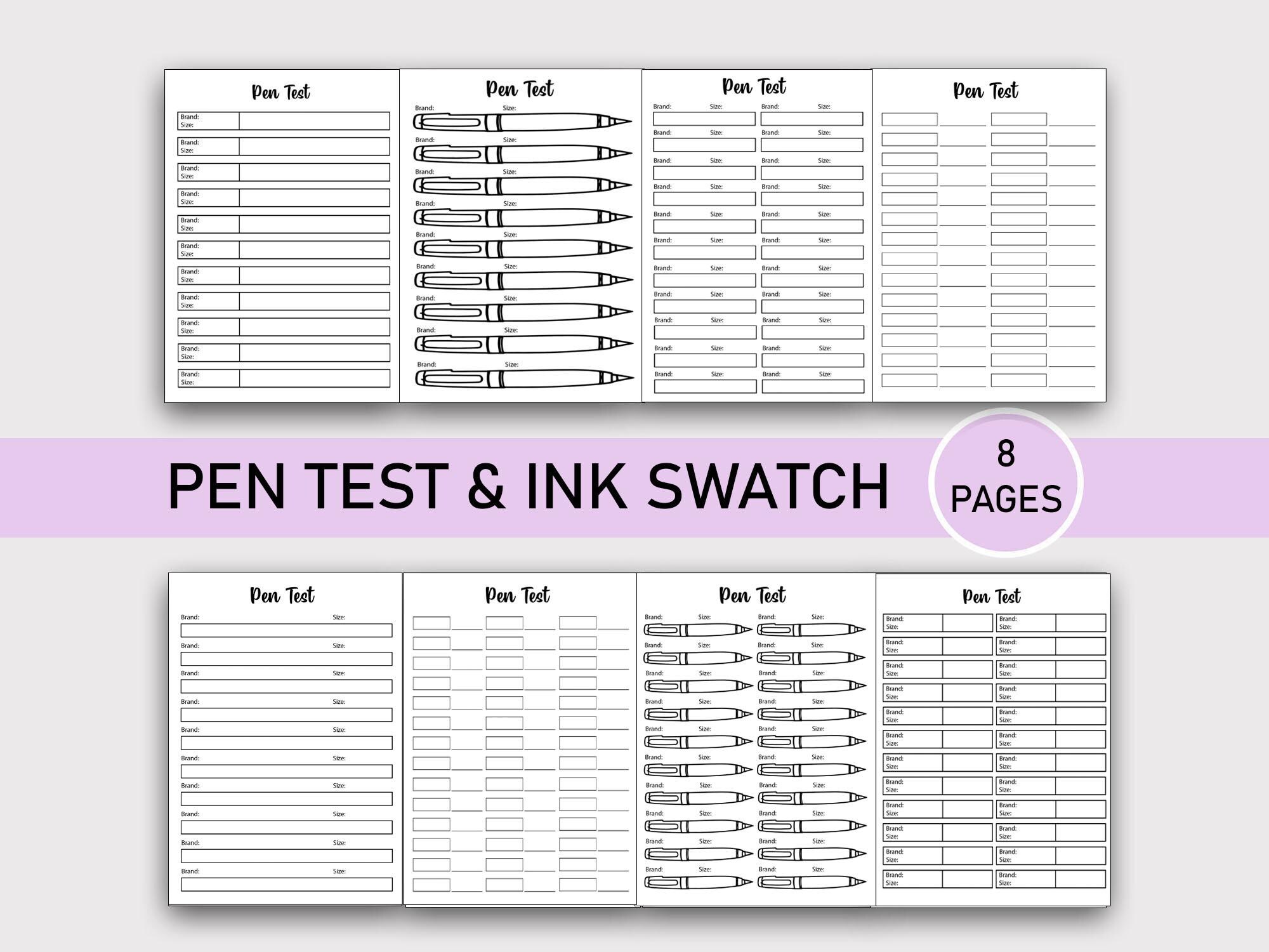 Pen Test Bundle, Printable, Blank Color Swatch, Journal, Ink Swatch ...