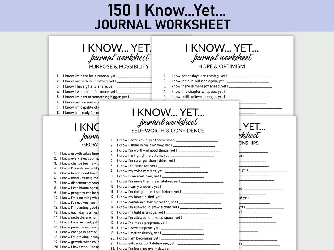 I Know... Yet... Printable Worksheet, Journal Printable, Fill-in-the ...