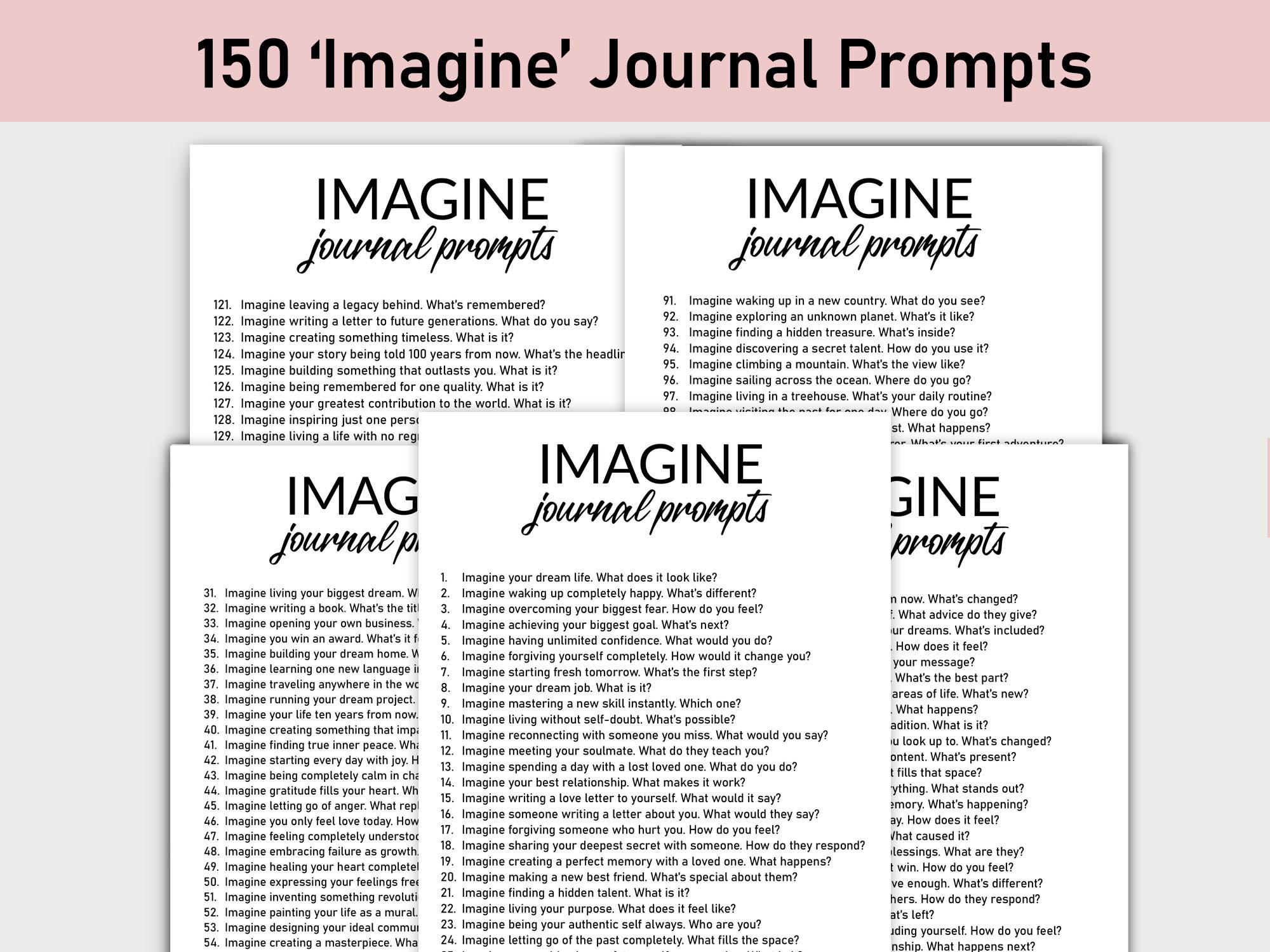 150 Imagine Journal Prompts , Printable, Journal, Minimalist ...