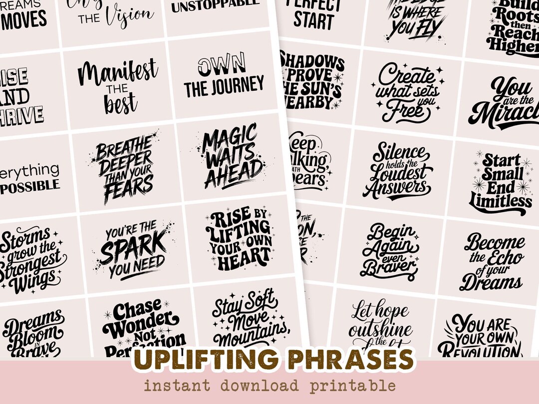 Uplifting Phrases Printable, Digital Instant Download, Words, Positive ...