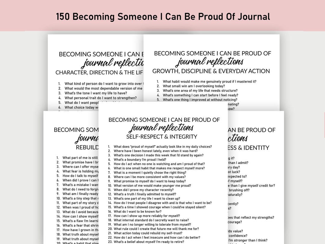 150 Becoming Someone I Can Be Proud of Journal, Journal Printable, Self ...