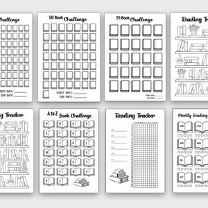 Reading Tracker Bundle, Printable, Bookshelf, Reading Journal, Month ...