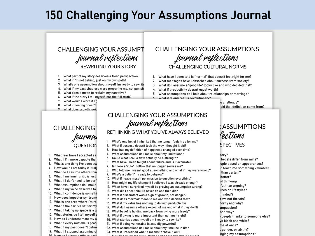 150 Challenging Your Assumptions Journal, Printable, Journal, Rewrite ...