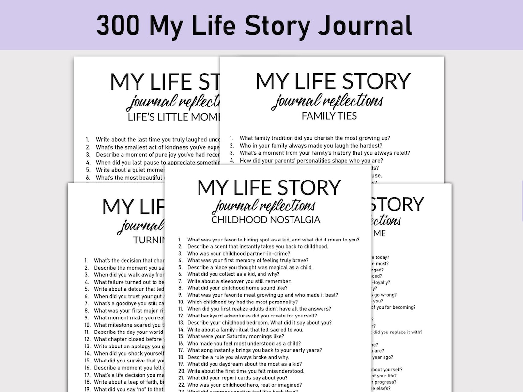 300 My Life Story Journal, Journal Bundle, Guided Reflections, Personal ...