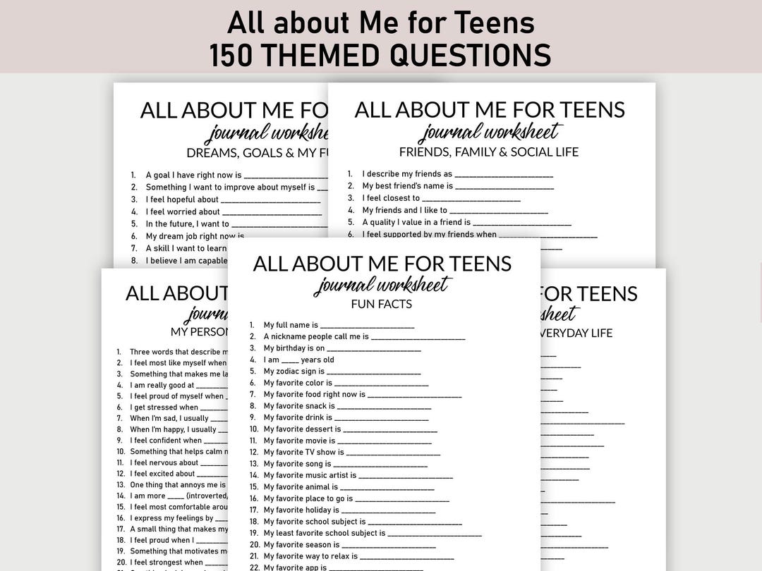 All About Me for Teens Printable Worksheet, Journal Printable, Fill-in ...