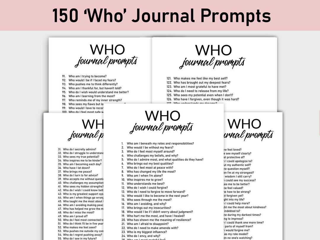 150 Who Journal Prompts Bundle, Printable, Journal Prompts, Minimalist ...