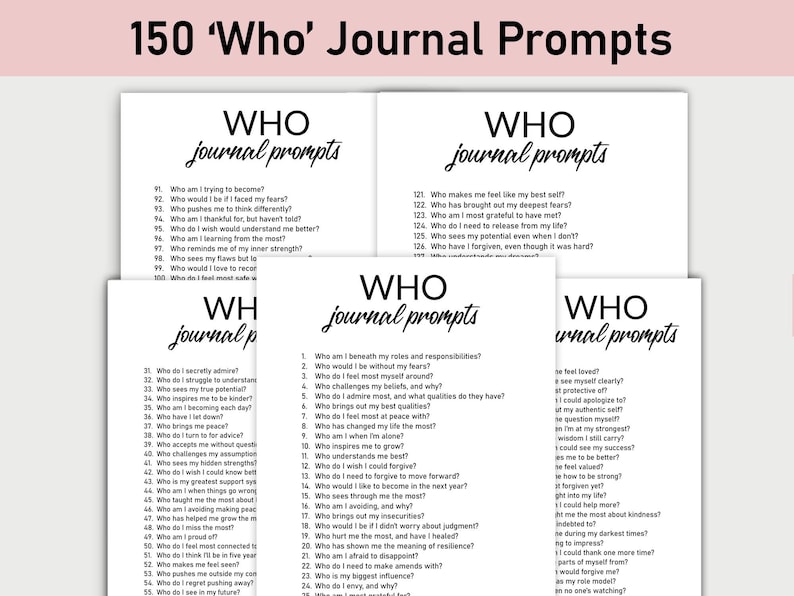 150 Who Journal Prompts , Printable, Journal Prompts, Minimalist ...
