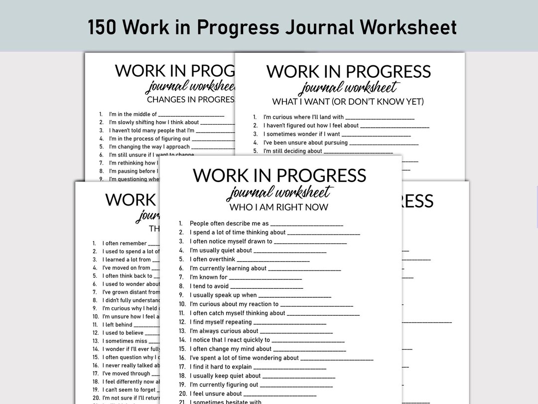 Work in Progress Printable Worksheet, Journal Printable, Fill-in-the ...