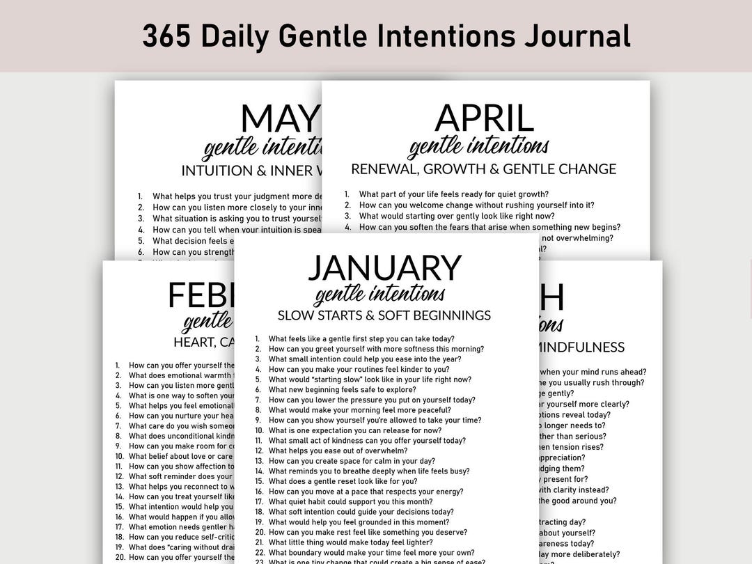 365 Daily Gentle Intentions Journal, Journal Printable, Minimalist ...