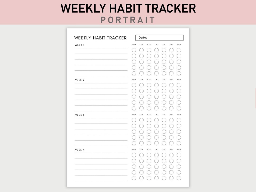 Weekly Habit Tracker Printable, Generic Habit Tracker Printable ...