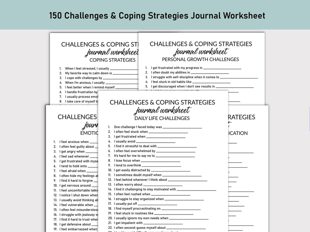 Challenges & Coping Strategies Printable Worksheet, Journal Printable ...