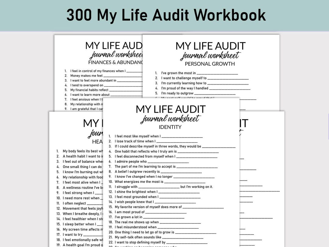 My Life Audit Journal Workbook, Journal Printable, Fill-in-the-blank ...