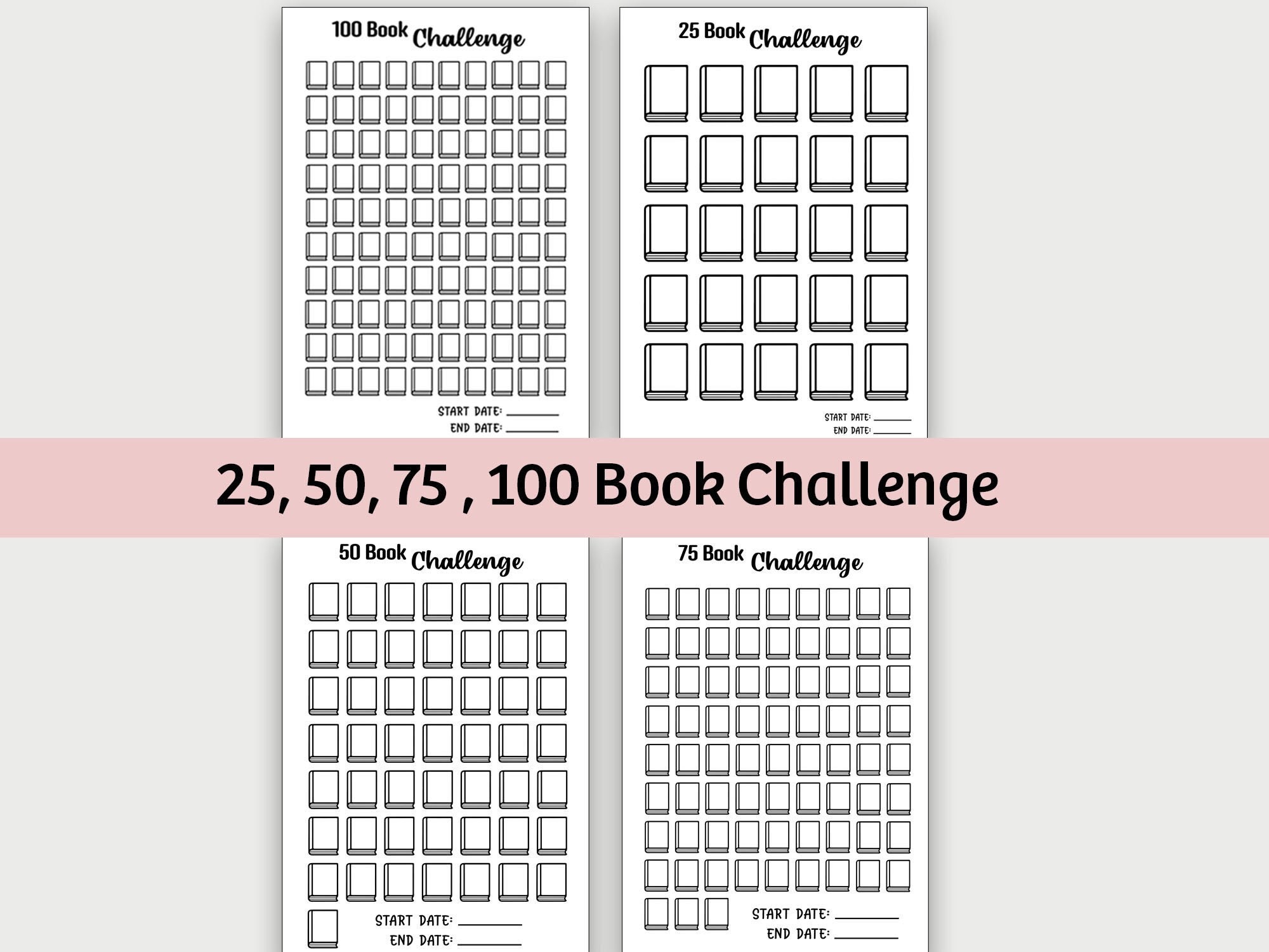 Book Challenge Printable, Instant Download, Planner, Reading Journal ...
