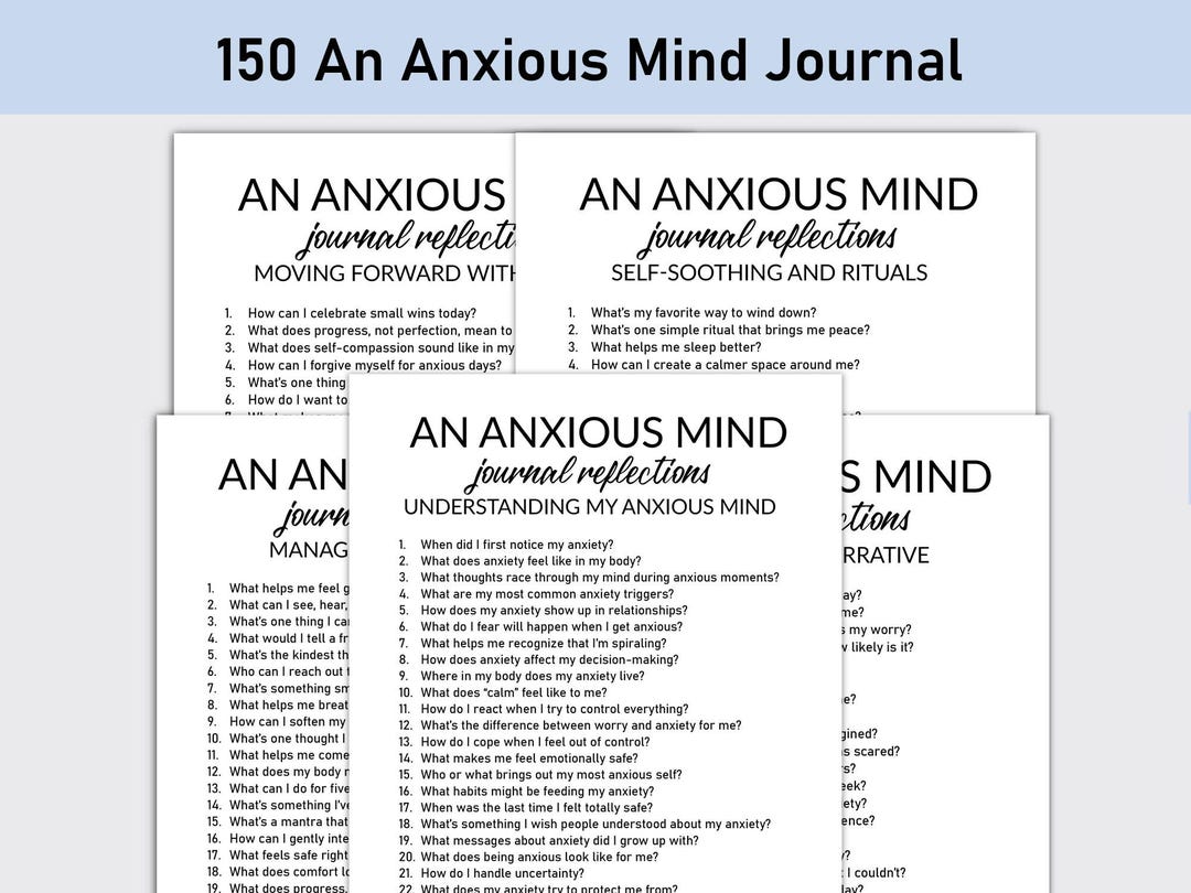 150 an Anxious Mind Journal, Printable, Journal, Reflections, Calming ...