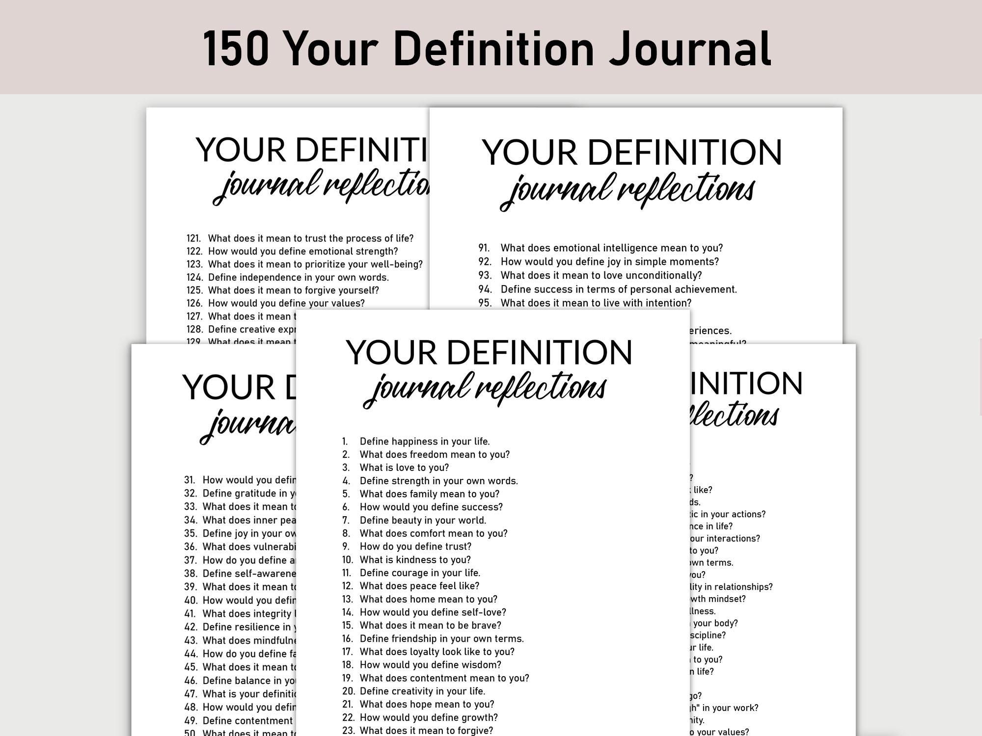 150 Your Definition Journal, Printable, Journal, Minimalist, Define ...