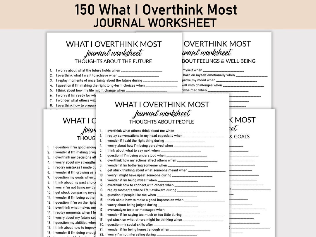 What I Overthink Most Printable Worksheet, Journal Printable, Fill-in ...