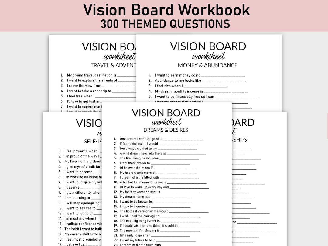 300 Vision Board Workbook, Printable, Journal Worksheet, Minimalist ...