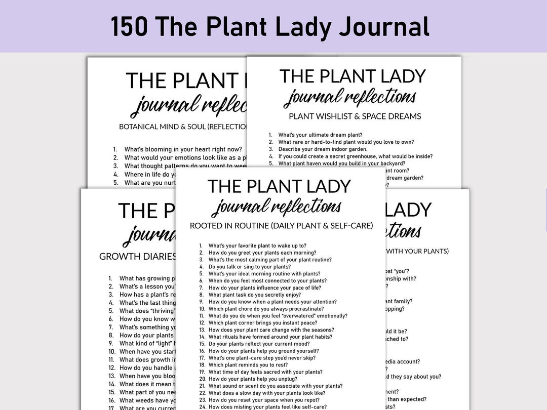 150 Plant Lady Journal, Printable, Journal, Minimalist, Self-reflection ...