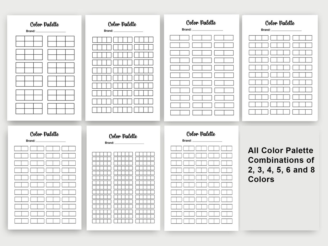 Color Palette Swatch Chart Bundle Printable Blank Color Swatch Ink Swatch Alcohol Marker