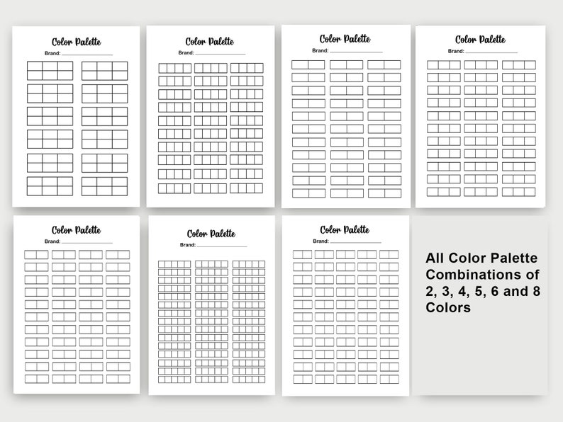Color Palette Swatch Chart Bundle, Printable, Blank Color Swatch, Ink ...