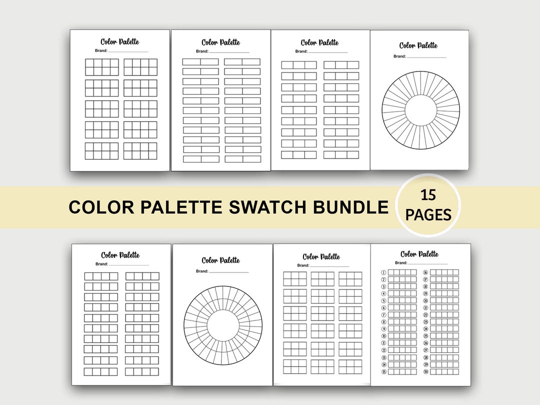 Color Palette Swatch Chart Bundle Printable Blank Color Swatch Ink Swatch Alcohol Marker